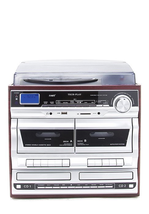 TechPlay ODCR2110WD,Retro turntable, Double CD & Cassette Recorder ...