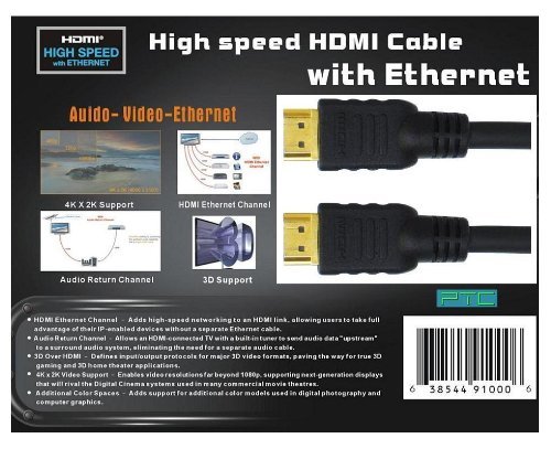 PTC 25 ft Premium GOLD Series HDMI Cable with Ethernet - Supports 3D ...
