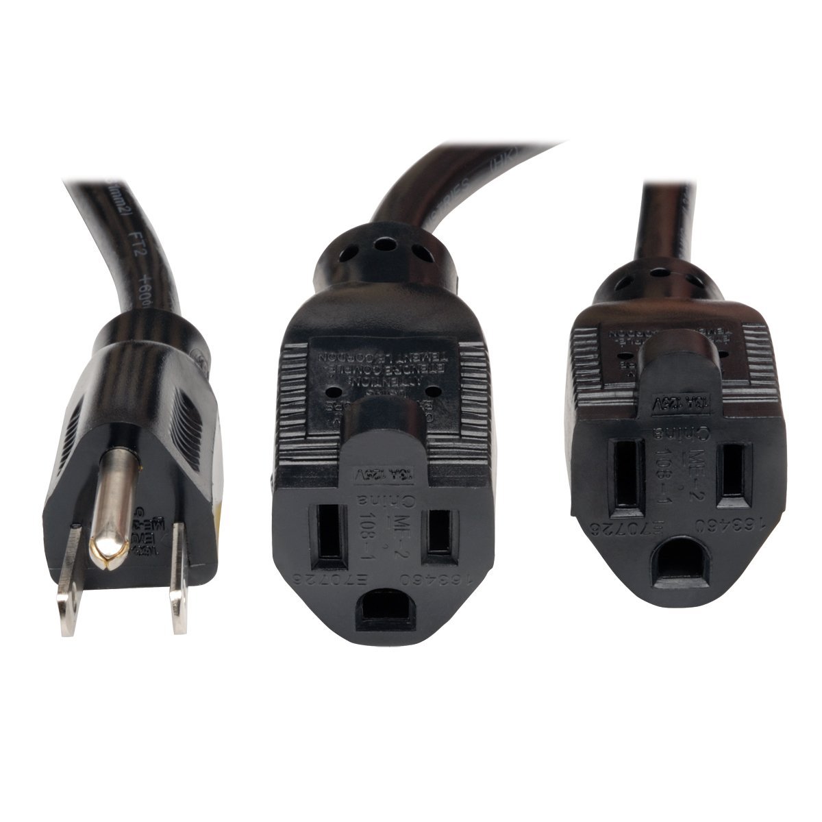 Tripp Lite Power Extension Cord Y Splitter Cable 13A, 16AWG (NEMA 5-15P ...