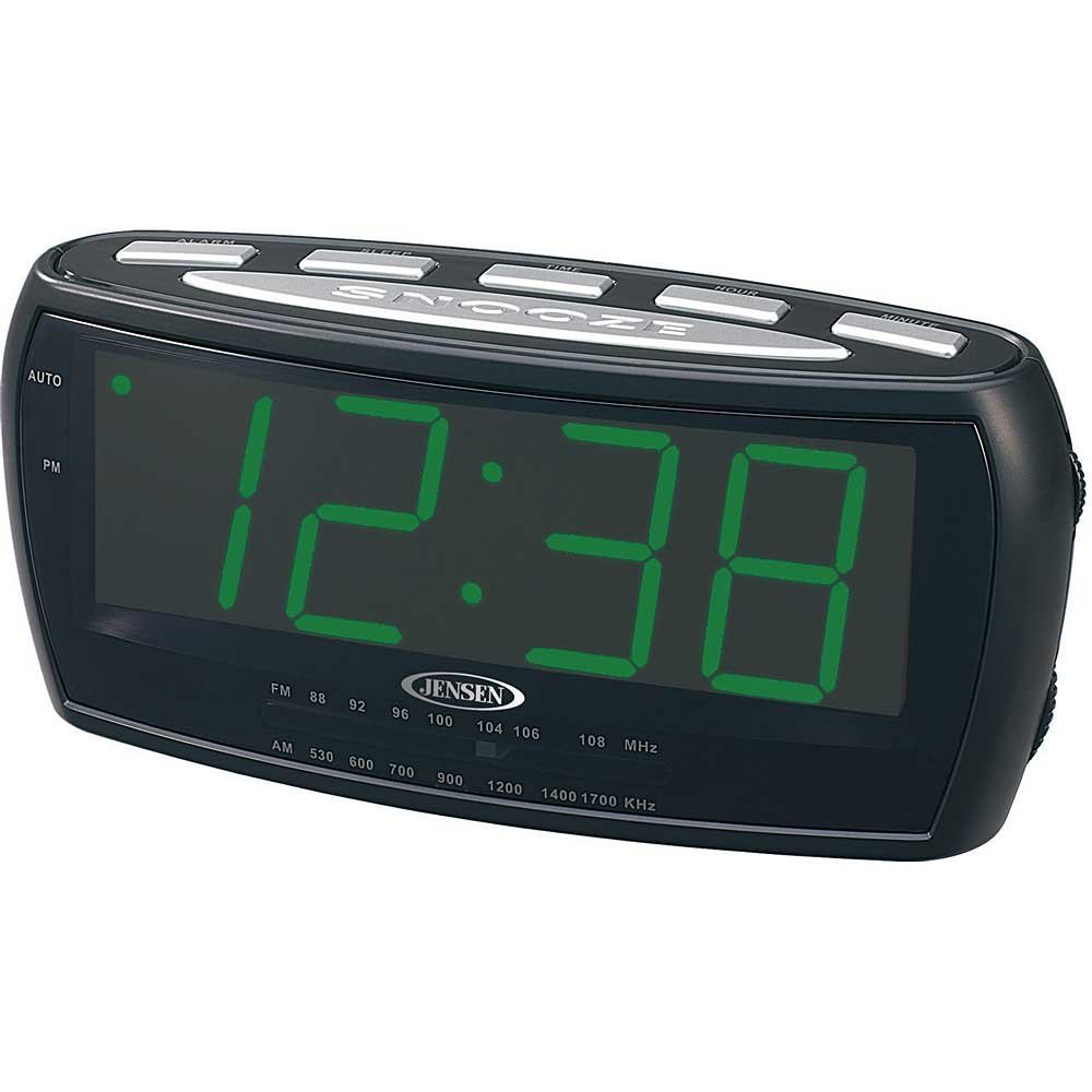 Jensen Compact AM/FM Dual Time Projection Alarm Clock Radio with Large ...