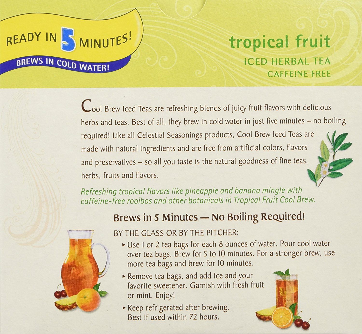 Celestial Seasonings Cool Brew Tropical Fruit Iced Herbal Tea Caffeine ...