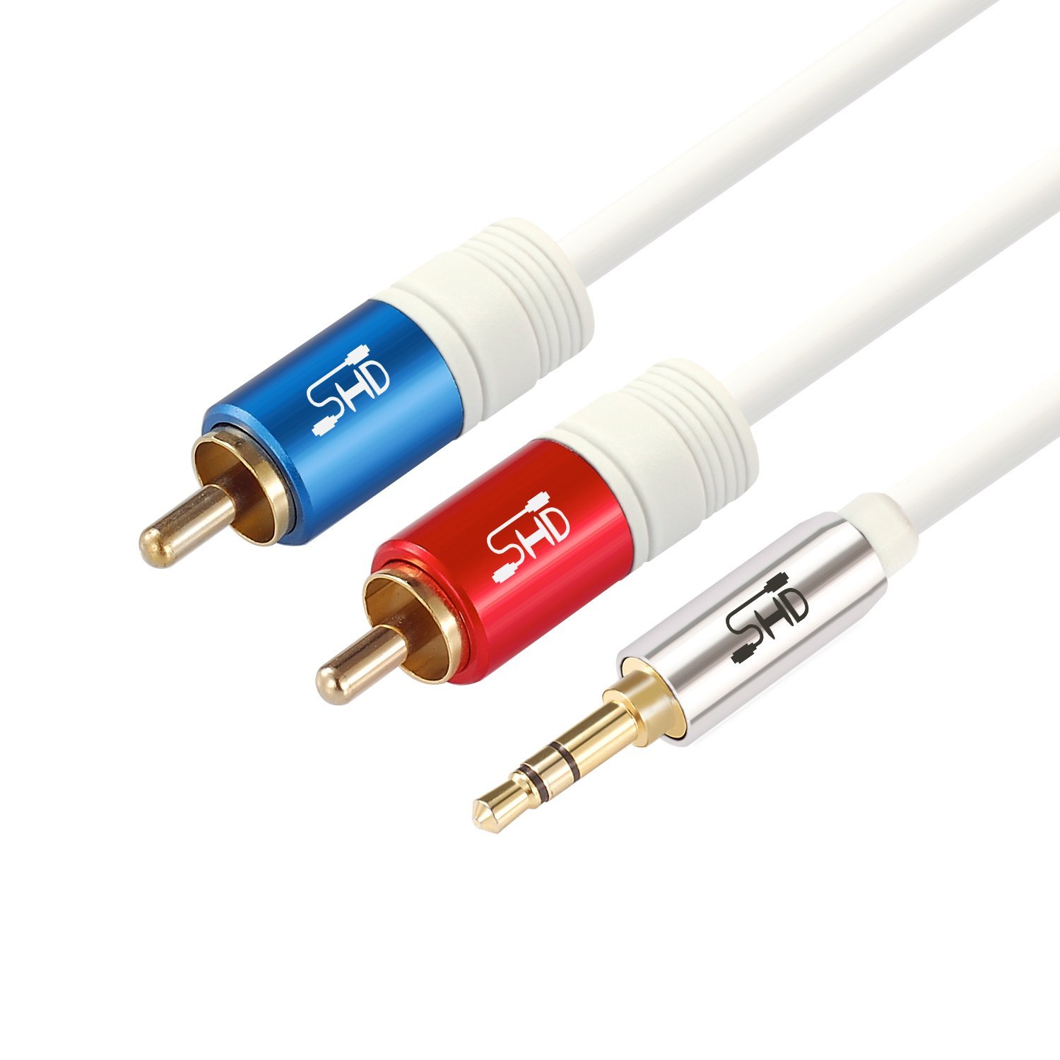 Super HD 3.5mm Aux to 2RCA Y Splitter Stereo Audio Cable Male Type OFC ...