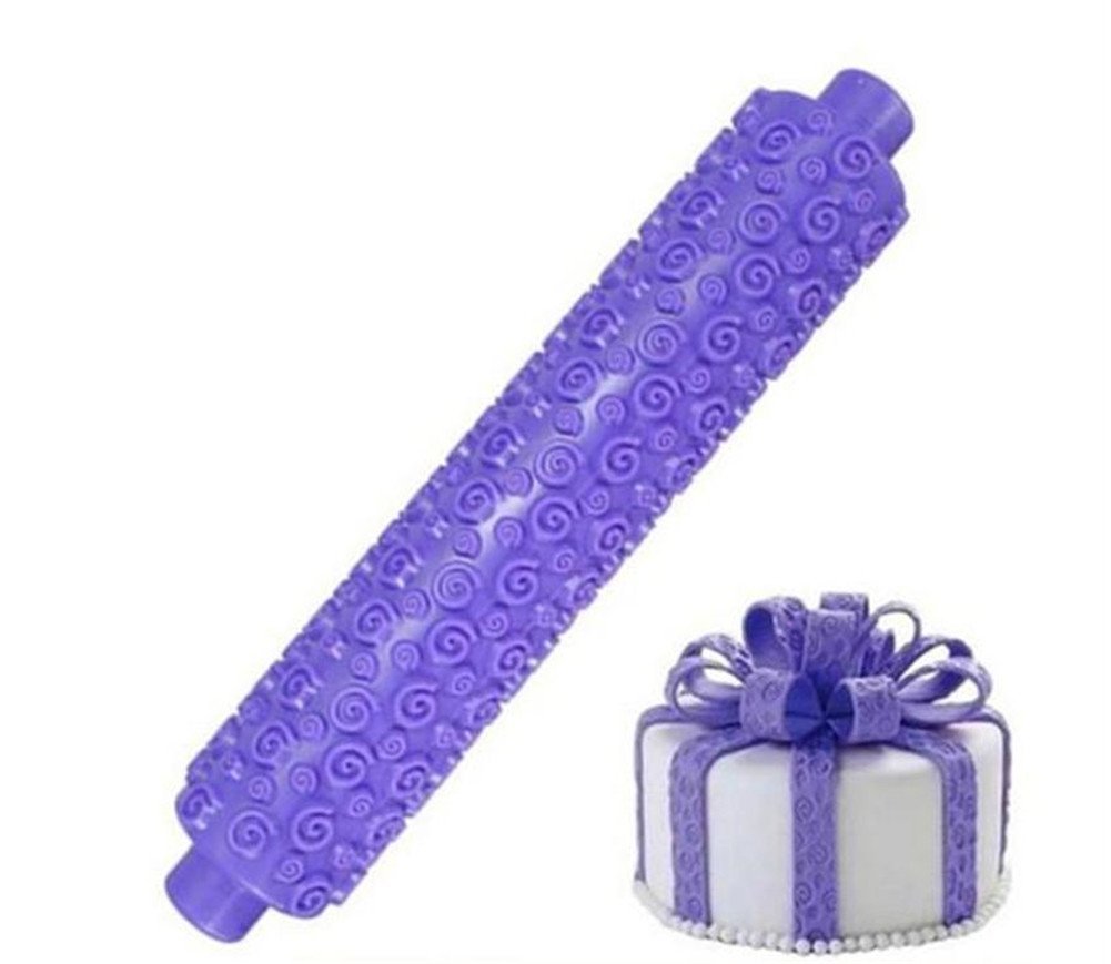Yingwei Deep Purple Plastic Embossed Textured Patterned Fondant Rolling ...