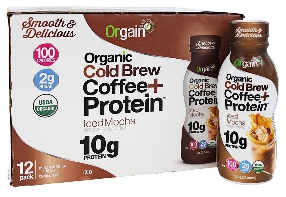 Orgain Organic Cold-Brew Coffee Plus Protein, Iced Mocha, 11.5 Ounce ...