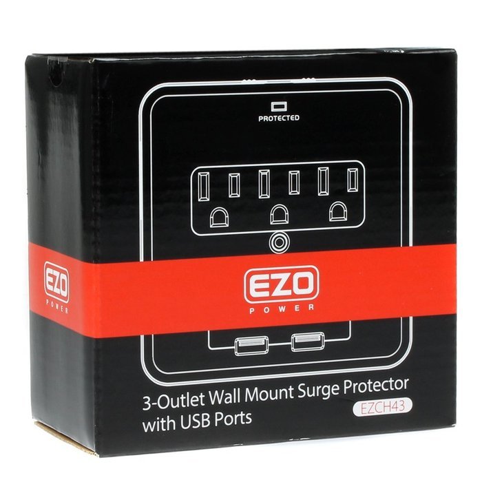 EZOPower UL Certified Wall Mount Power Surge Protector with 3 AC Outlet ...
