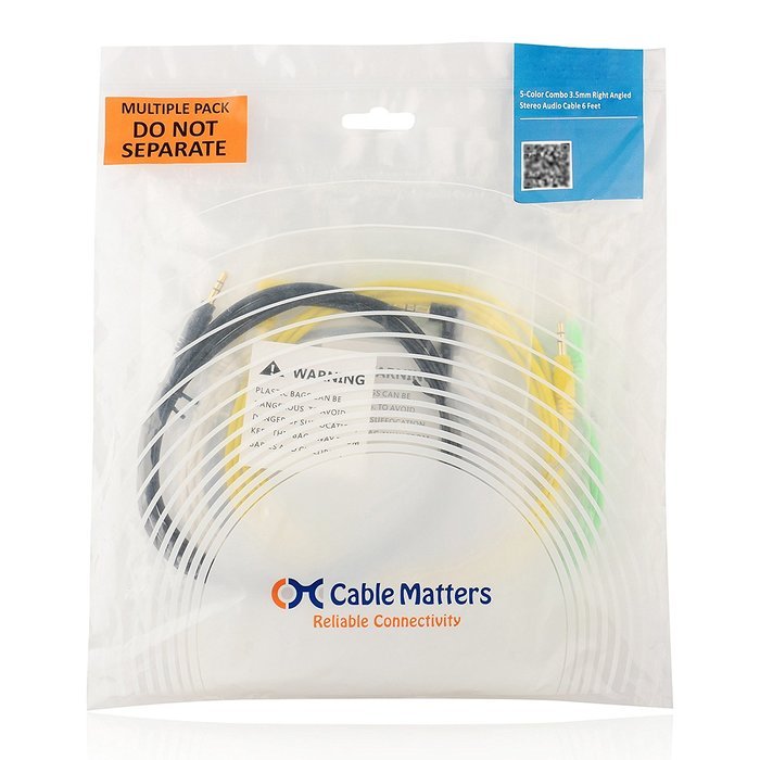 Cable Matters 5-Color Combo 3.5mm Stereo Audio Cable 6 Feet N11 free ...