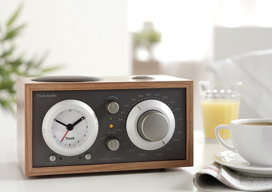 Tivoli Audio Model Three AM/FM Clock Radio, Cherry/Metallic Taupe ...