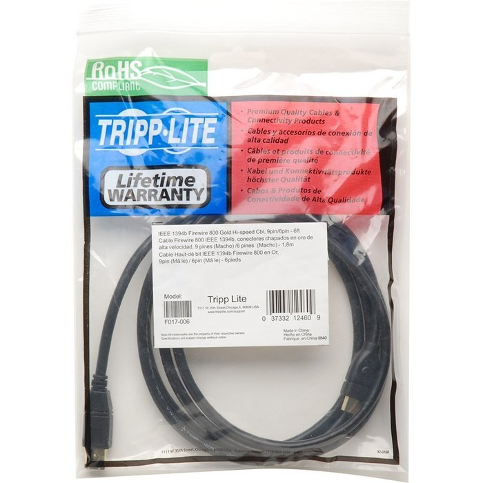 Tripp Lite FireWire 800 IEEE 1394b Hi-speed Cable (9pin/6pin) 10-ft ...