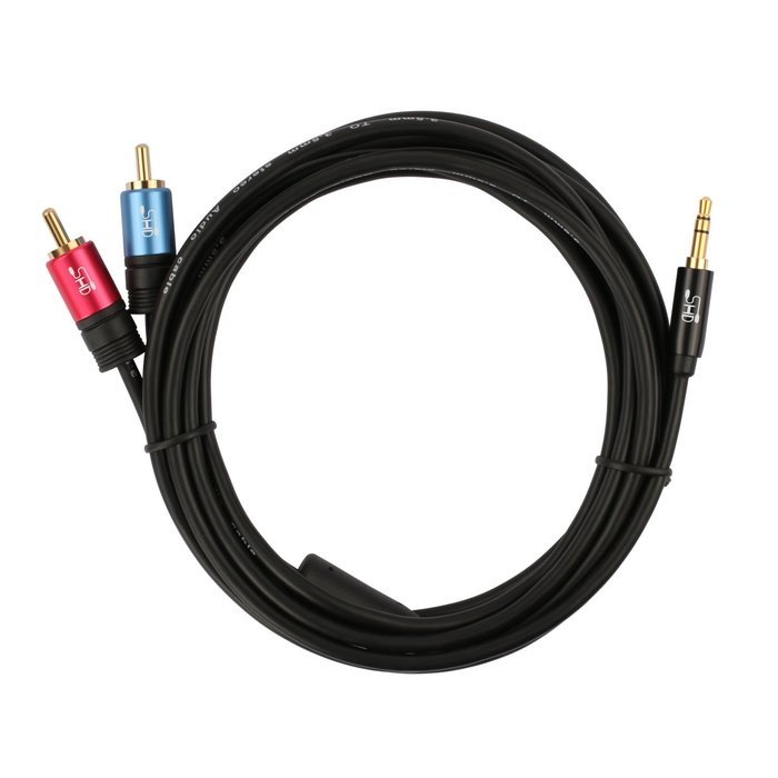 Super HD 3.5mm Aux to 2RCA Y Splitter Stereo Audio Cable Male Type OFC ...