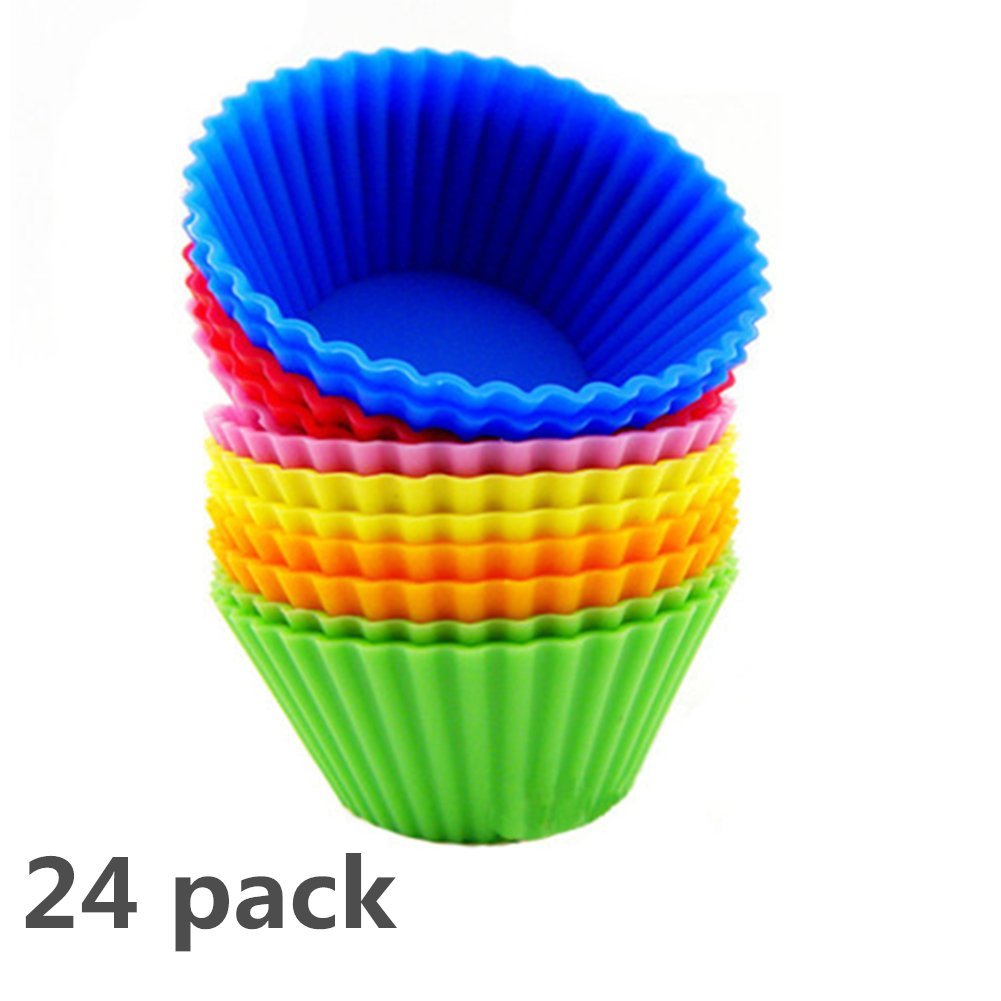 TankeDirect Silicone Linners Barking Cups Muffin Mold for Cakes Cupcakes Liners 24 Packs 6 ...