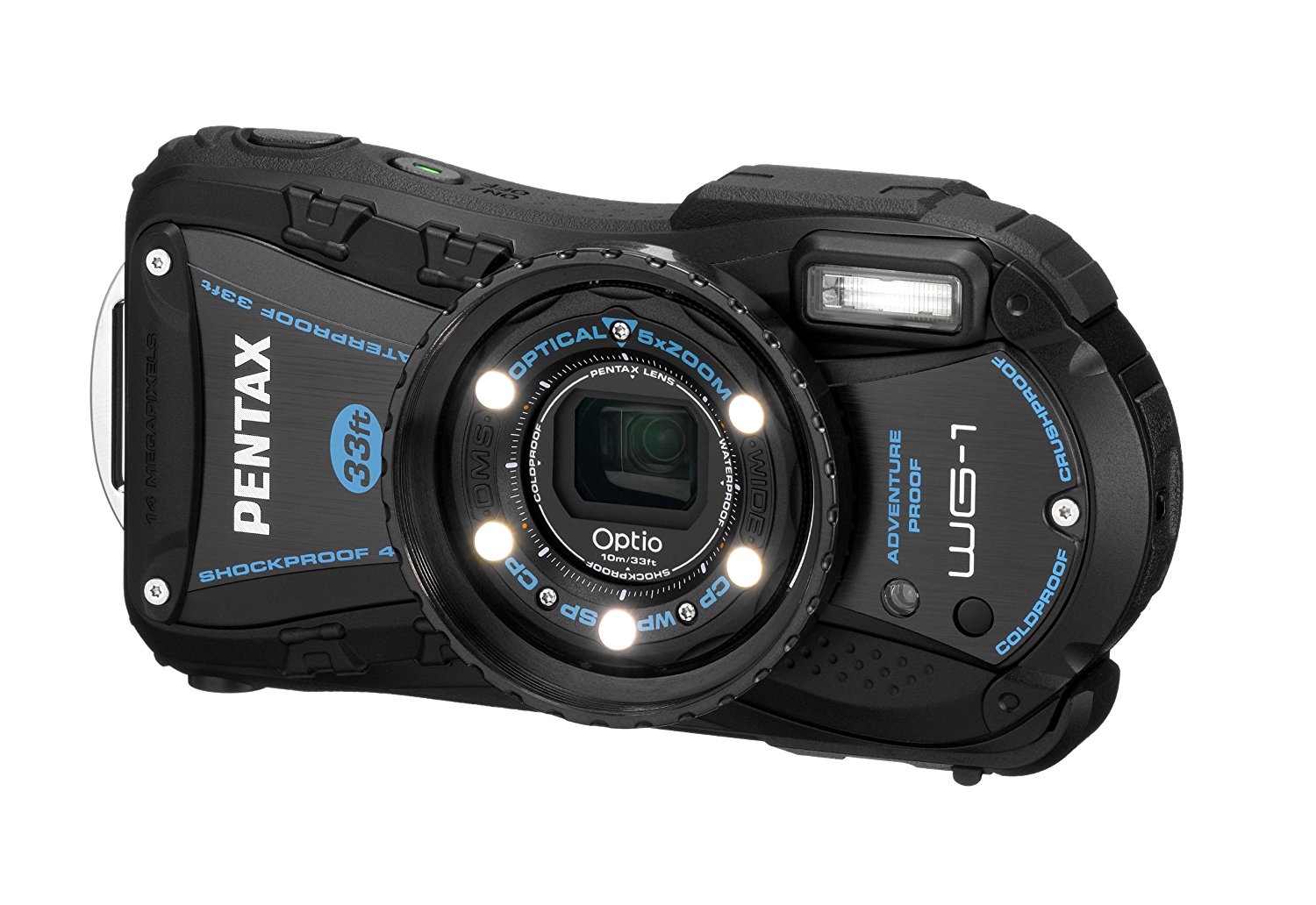 Pentax Optio WG-1 Digital Camera - Black (14MP, 10m Water Proof, 1.5m Shock Proof, 5 x Wide ...