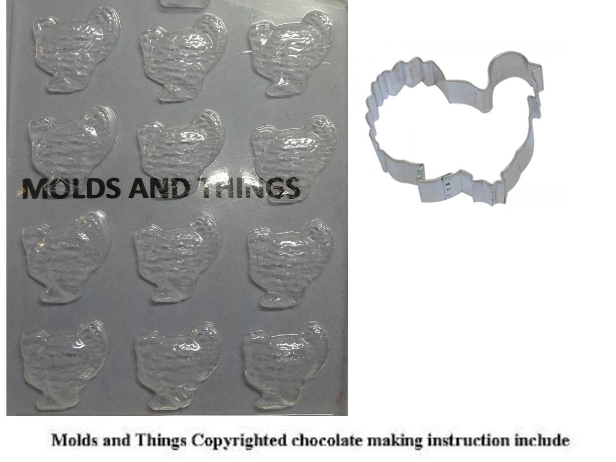 Gobbler Turkey Cookie Cutter and Small TURKEYS Chocolate Candy Mold ...