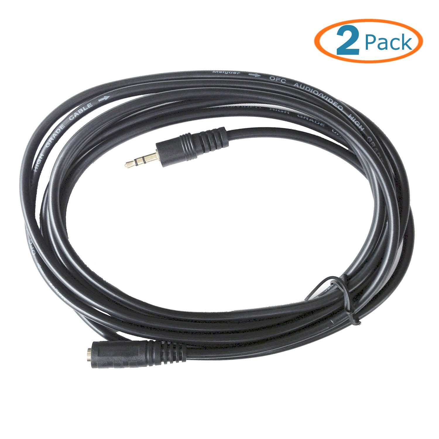 HTTX 3.5mm Stereo Aux Audio Extension Cable Slim Male to Female Type 24K Gold Plated Step Down ...