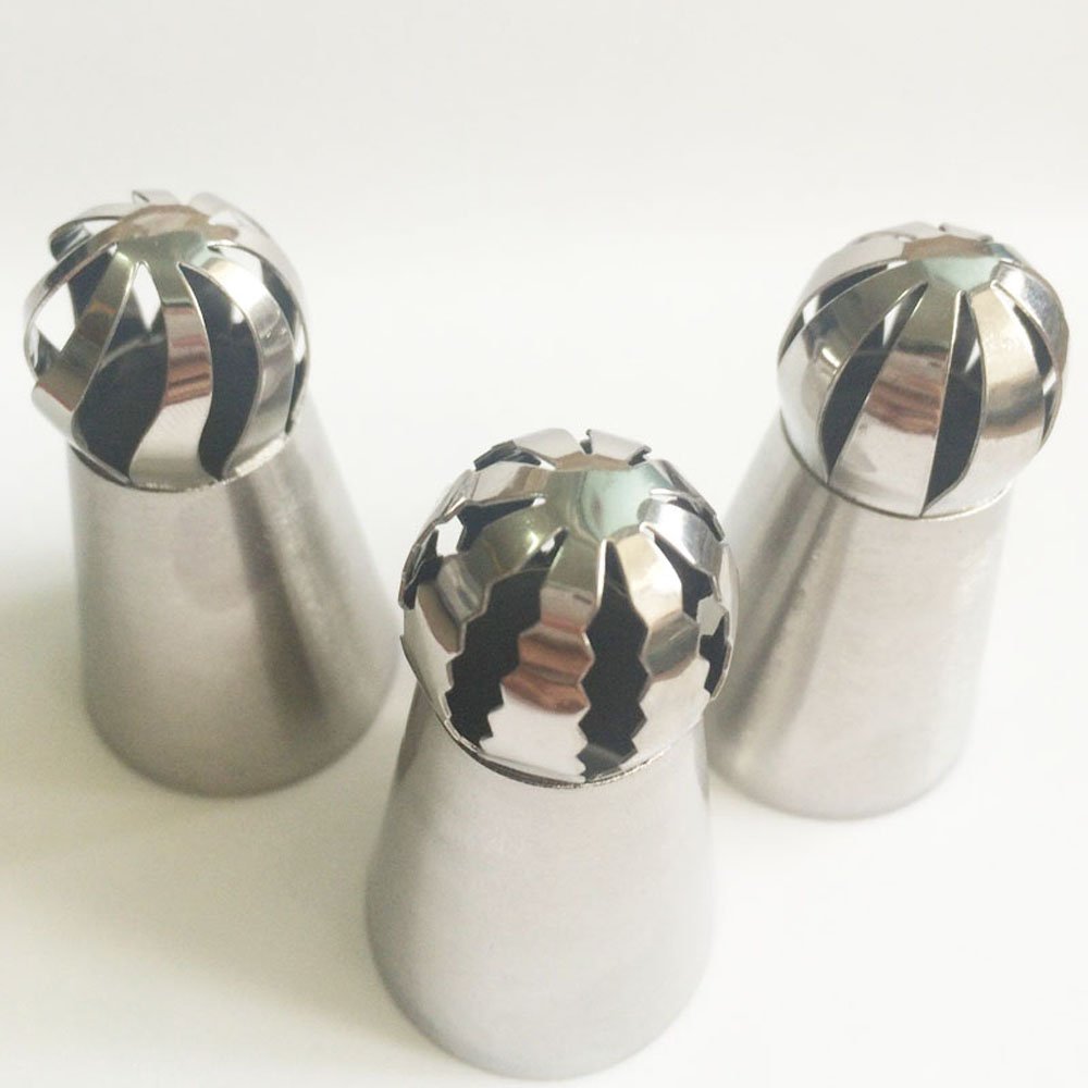 New 3pcs/set Sphere Ball Tips Russian Icing Piping Nozzles Tips Pastry ...