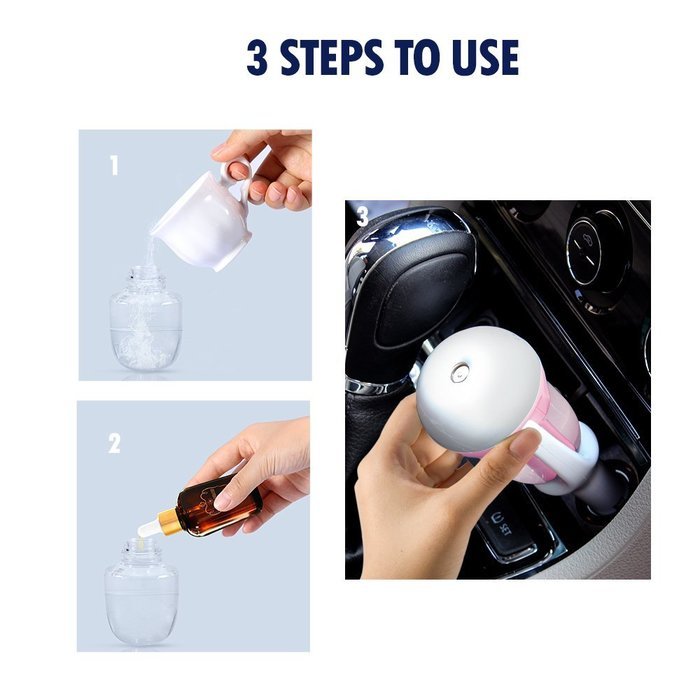Merope Car Air Humidifier and Aromatherapy Essential Oil Diffuser (Pink ...