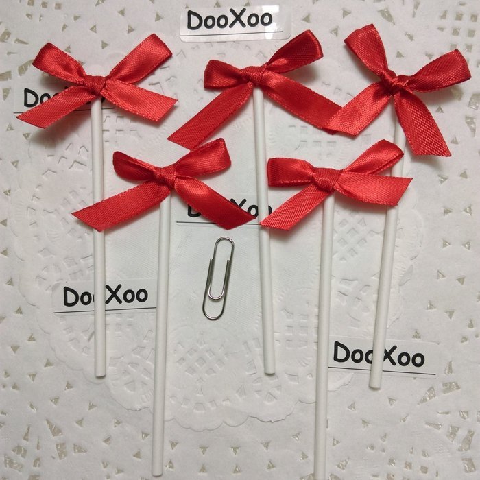 DOOXOO Red Bow Cupcake Toppers - Gender Reveal Party Food Picks Party ...