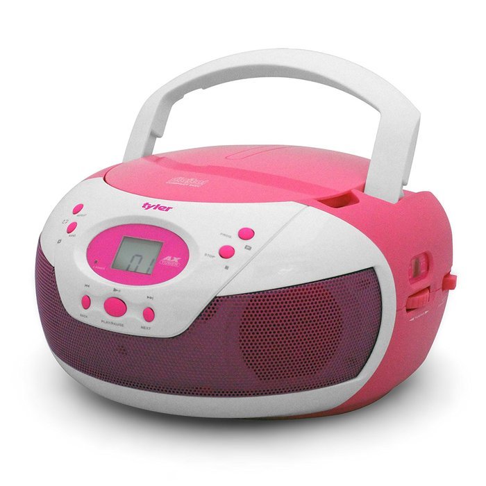 Tyler Portable Neon Pink Stereo CD Player with AM/FM Radio and Aux ...