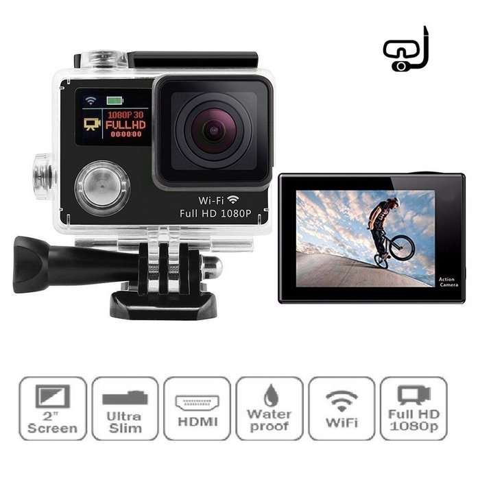 LegazoneSports Action Camera 12MP 1080P 2.0'' LCD 170° Wide Angle Lens ...