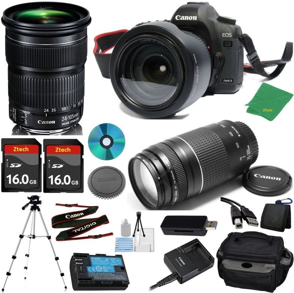 Canon EOS 5D Mark III Camera with 24-105mm IS STM Lens + 75-300mm III ...