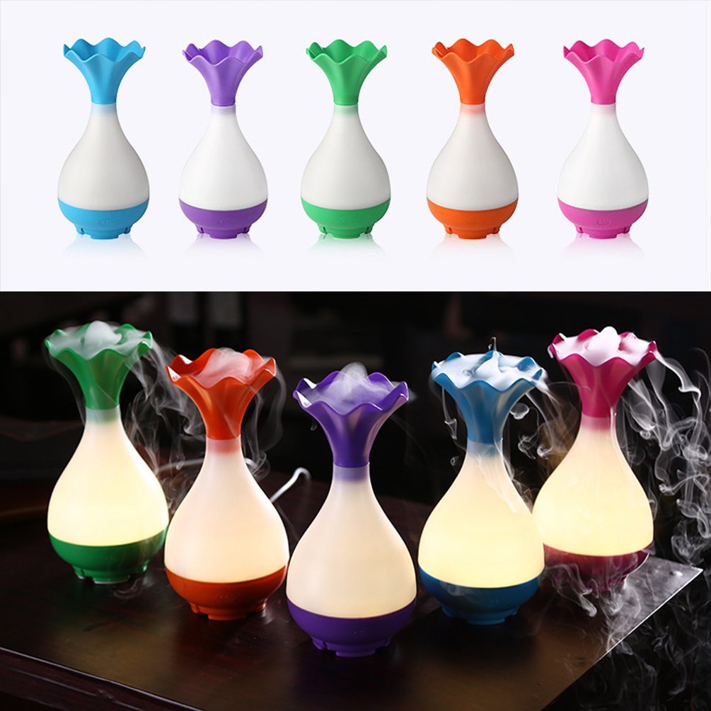 YJY Elegant Vase Aromatherapy Essential Oil Diffuser - USB Silent Ultrasonic Waterless Auto Shut ...