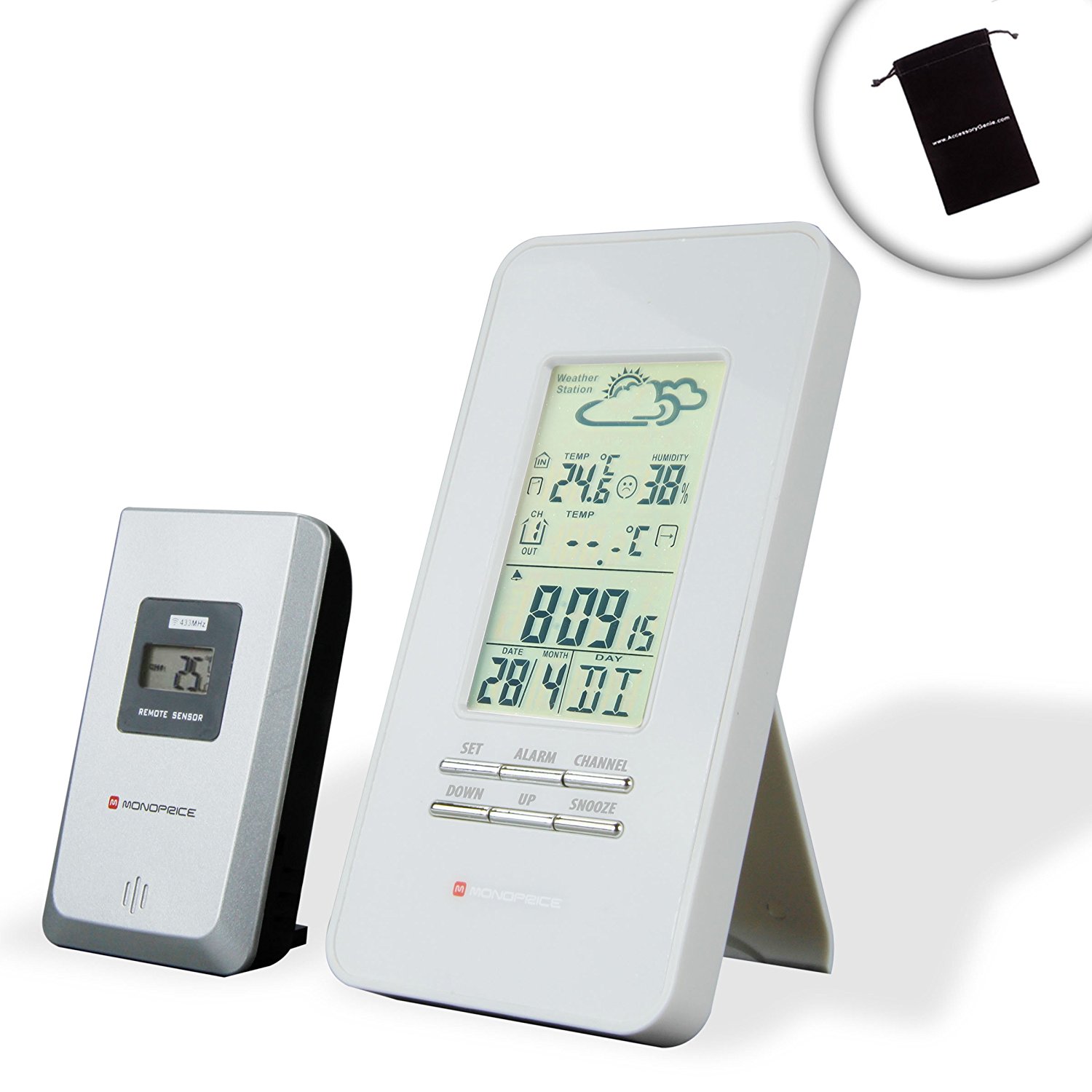 TempCAST Forecast Weather Station Alarm Clock with Outdoor Wireless ...