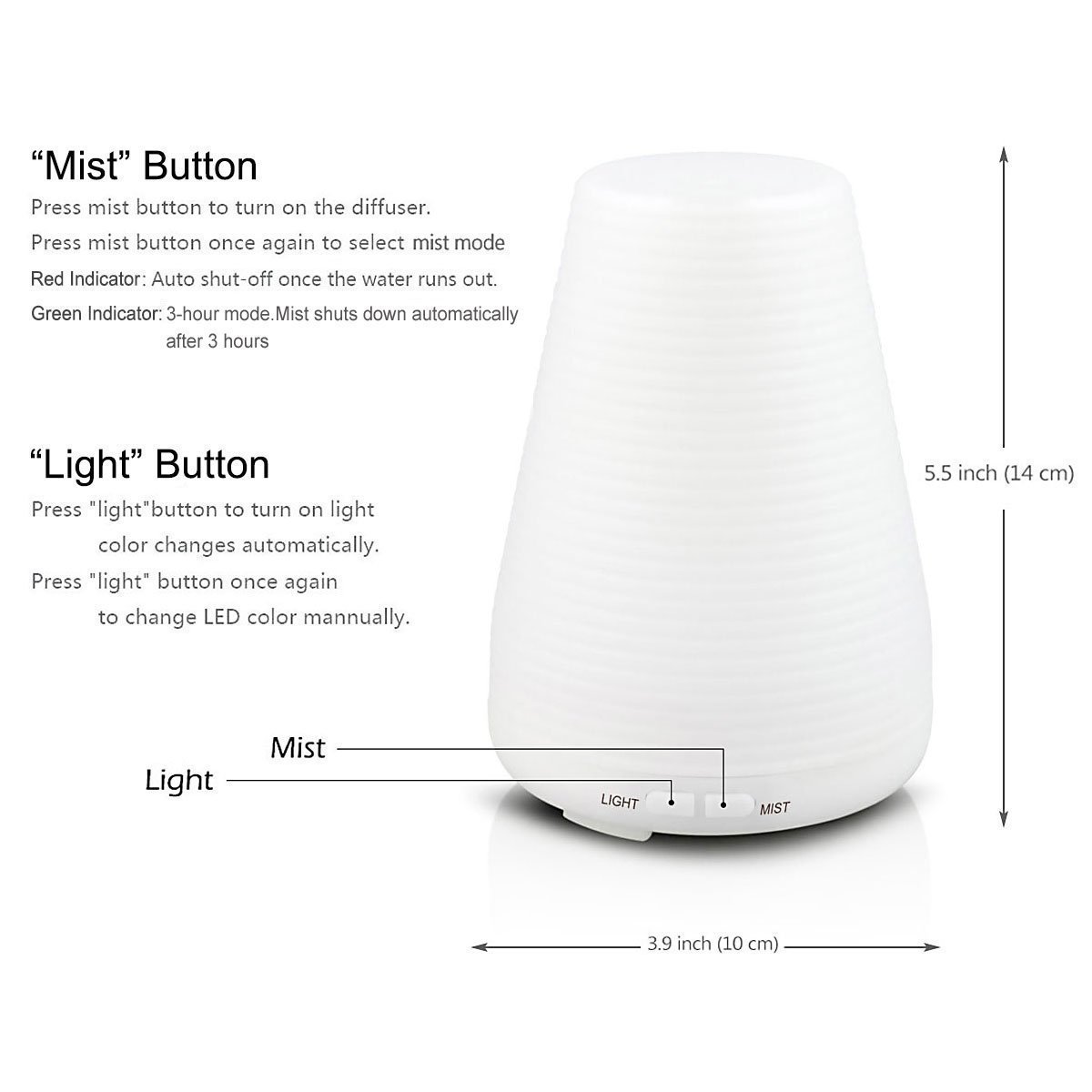 REDGO 3 IN 1 Aroma Essential Oil Diffuser 100ML, Ultrasonic ...
