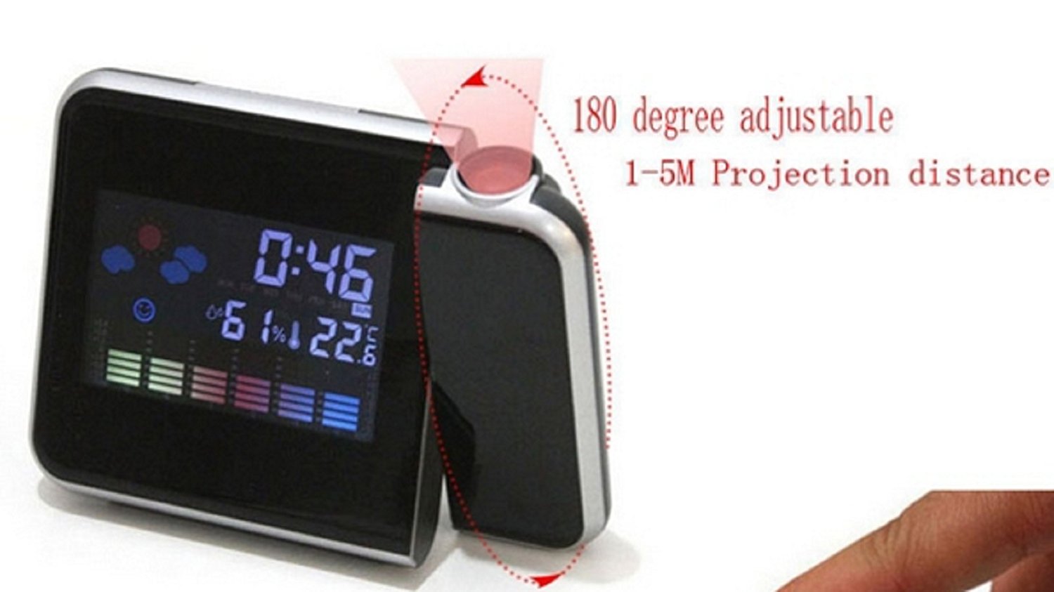 New Arrival Projection LCD Digital Alarm Clock Projector Color Display ...
