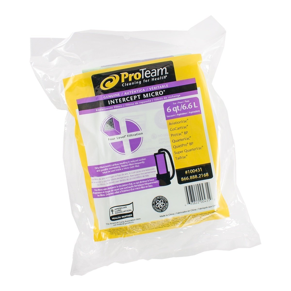 Proteam 6 Qt. Intercept Micro Filter Bag, Open Collar 10/Pack N2 free ...