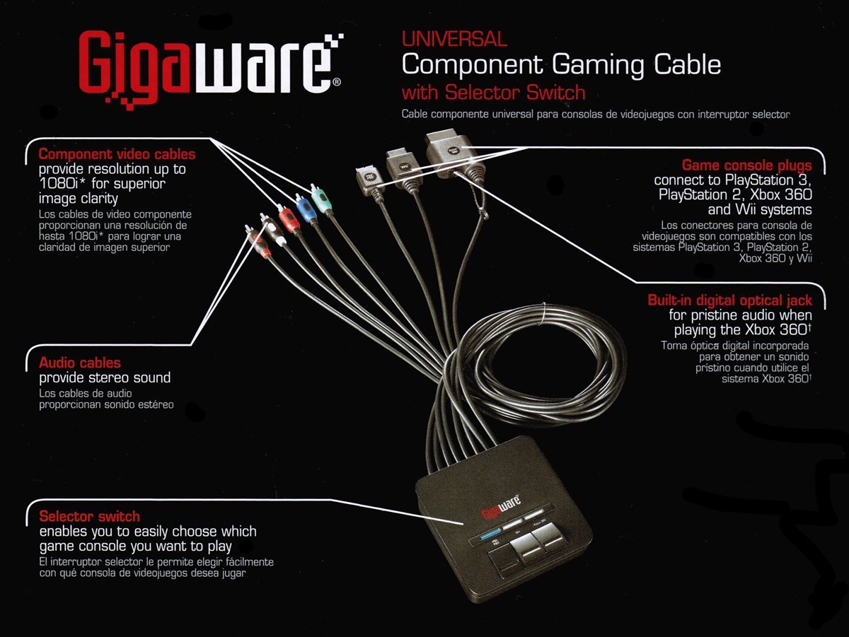 Gigaware Universal Gaming Component Cable With Switch 26-1542 N3 free ...