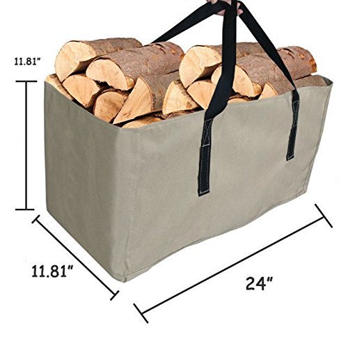 BEIGE Classic Veranda Fireplace Accessories Log Tote Jumbo Bag Firewood ...