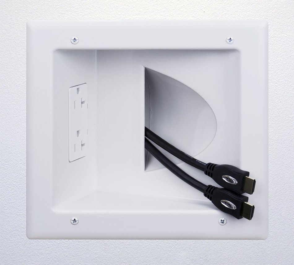 DataComm Electronics 45-0017-WH Split Style TV Plate with Flexible AV ...