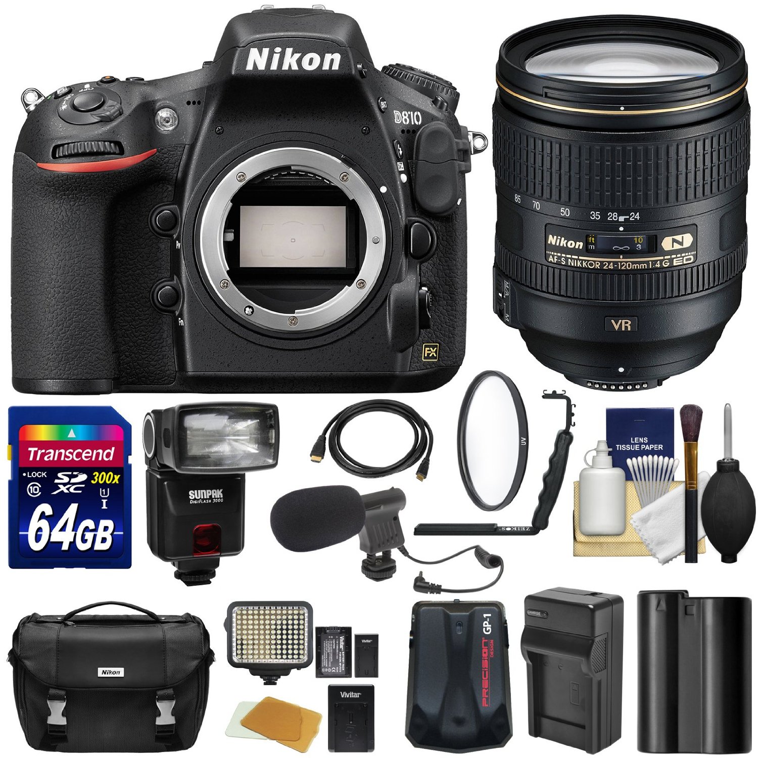 Nikon D810 Digital SLR Camera & 24-120mm f/4 VR Lens with 64GB Card ...