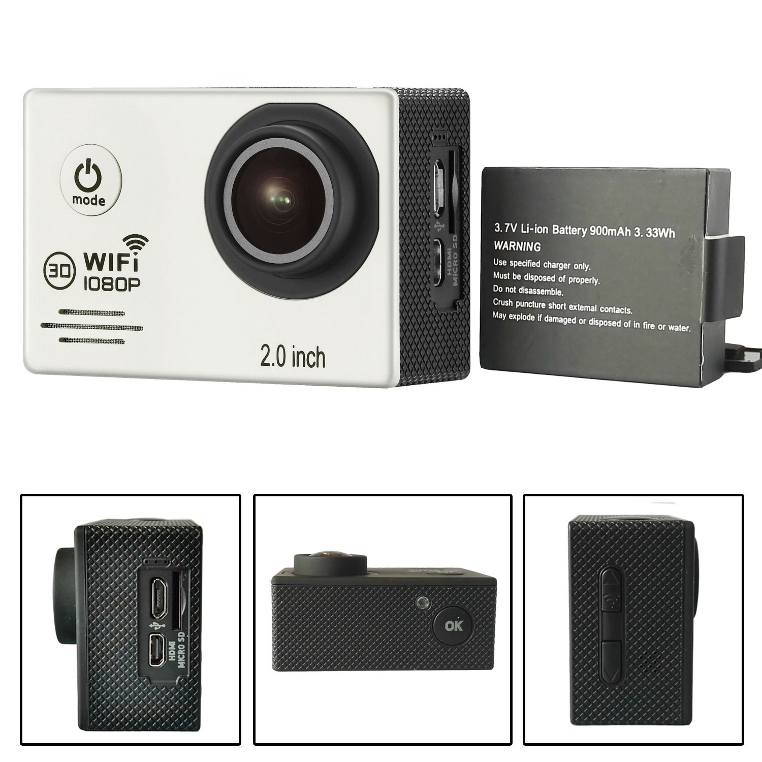 1080P FHD 12M Wifi Waterproof 30m Outdoor Sports Action Video Camera DV ...