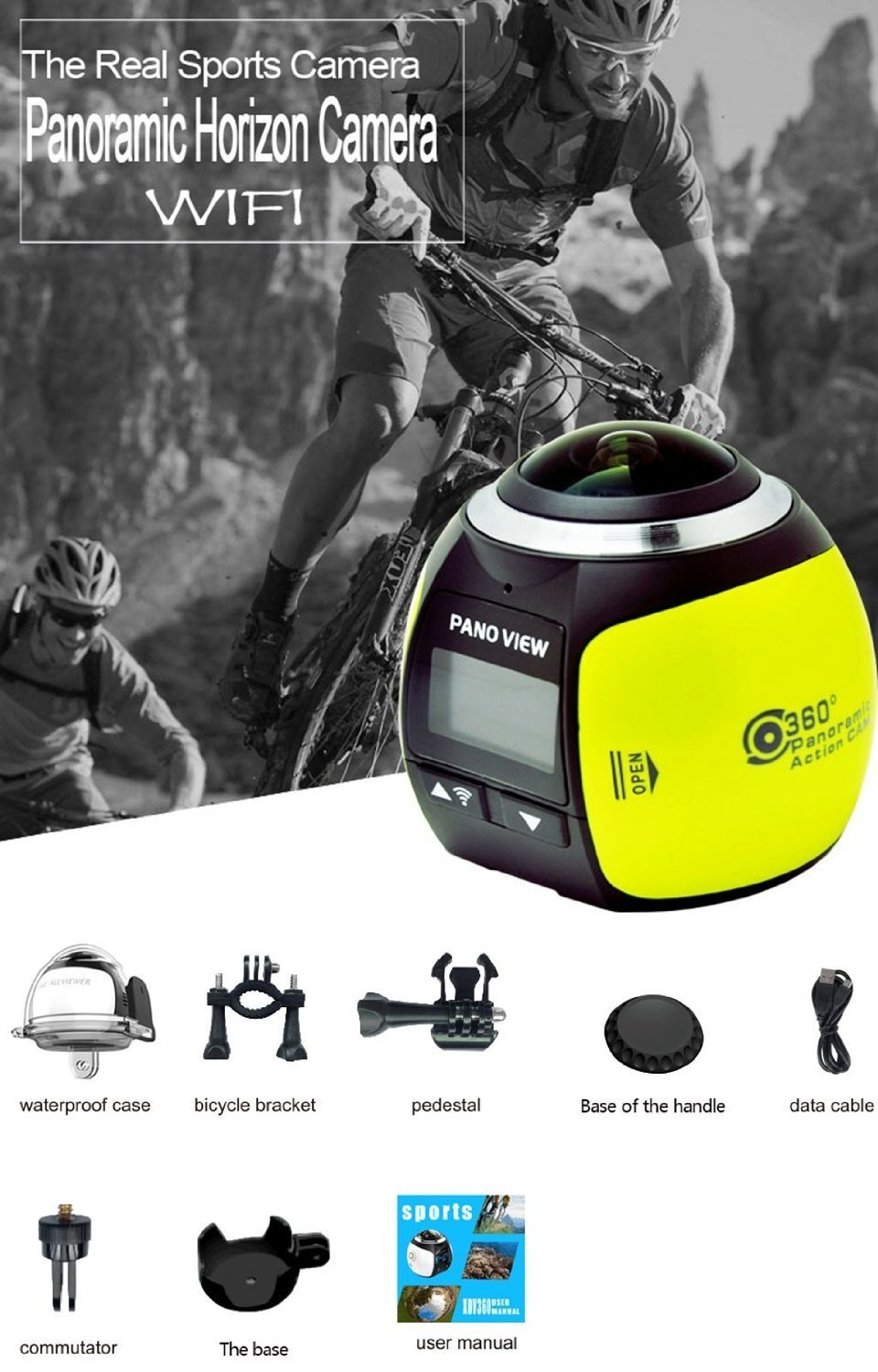 Homestec 360 degree Action Camera- V1 Panoramic 24482448 30fps Ultra HD ...