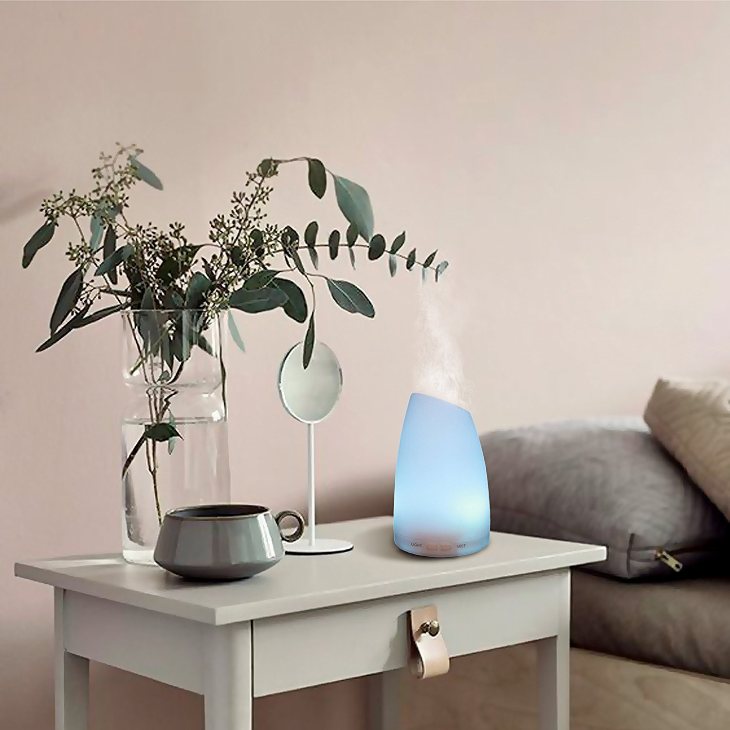 Wisdomcreate 100ML Ultrasonic Aroma Essential Oil Diffuser Cool Mist Humidifier with 7 Colors ...