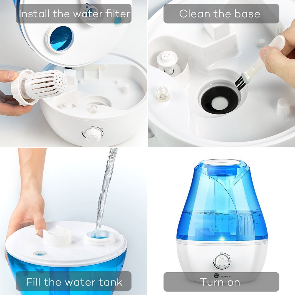 Cool Mist Humidifier, TaoTronics Ultrasonic Air Humidifers with ...