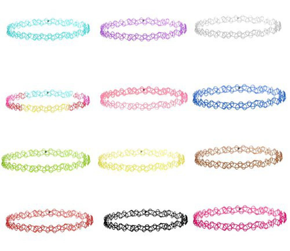 6Pcs Choker Stretch Gothic Tattoo Henna Elastic Choker Necklace Set ...