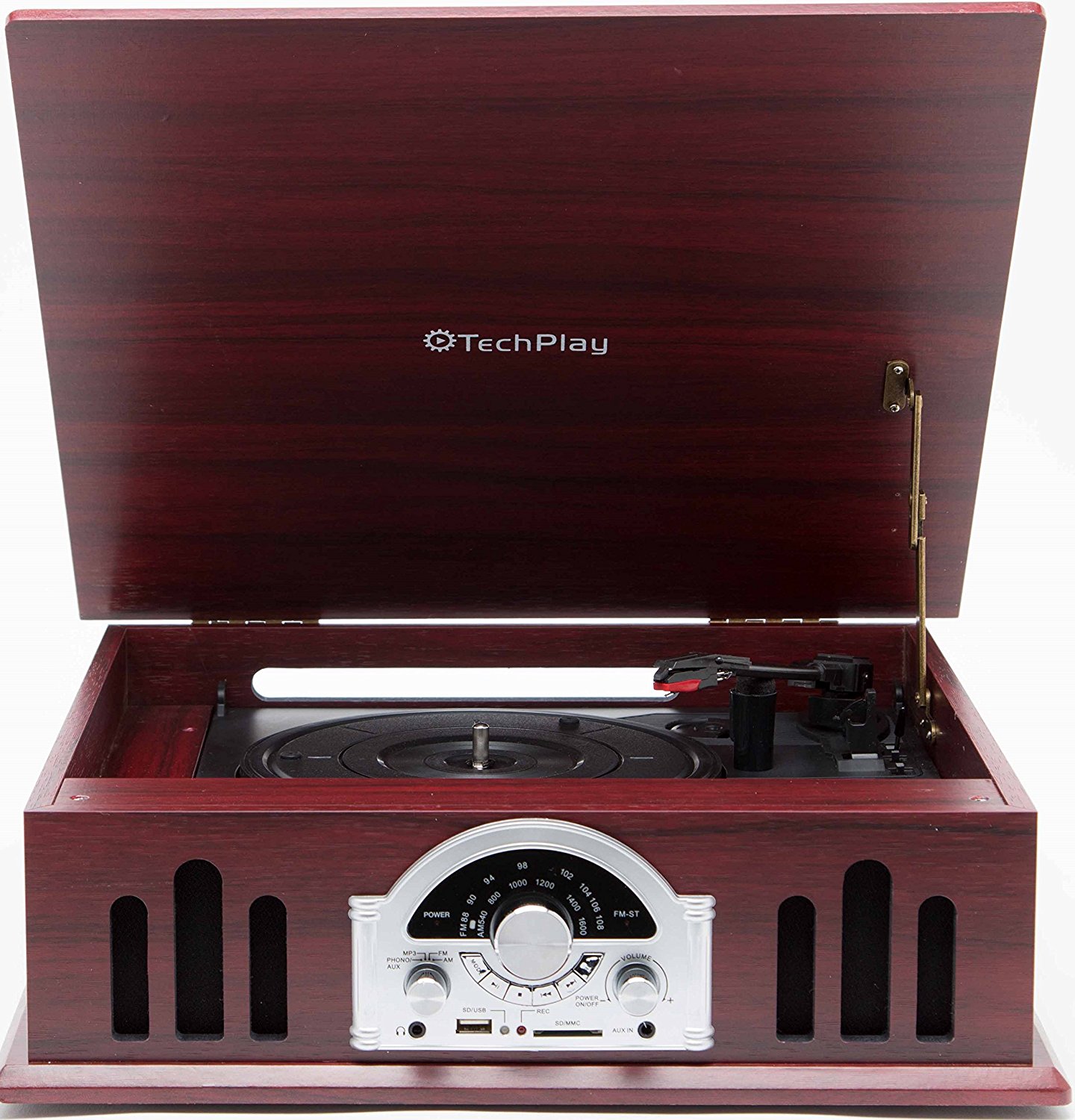 TechPlay TCP2916 WD, 3 speed turntable, AUX in, USB/SD MP3 Encoding and ...