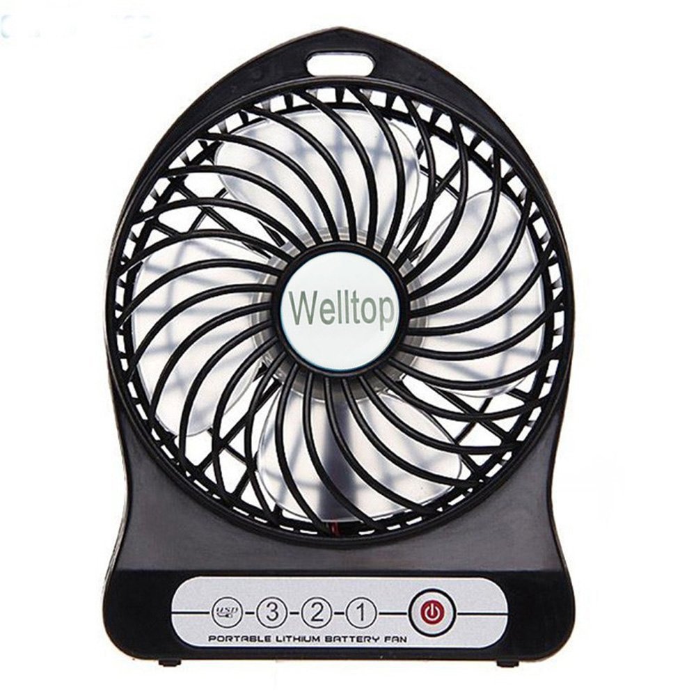 Welltop® Electric Portable Mini fan Rechargeable Desktop Fan 4-inch ...