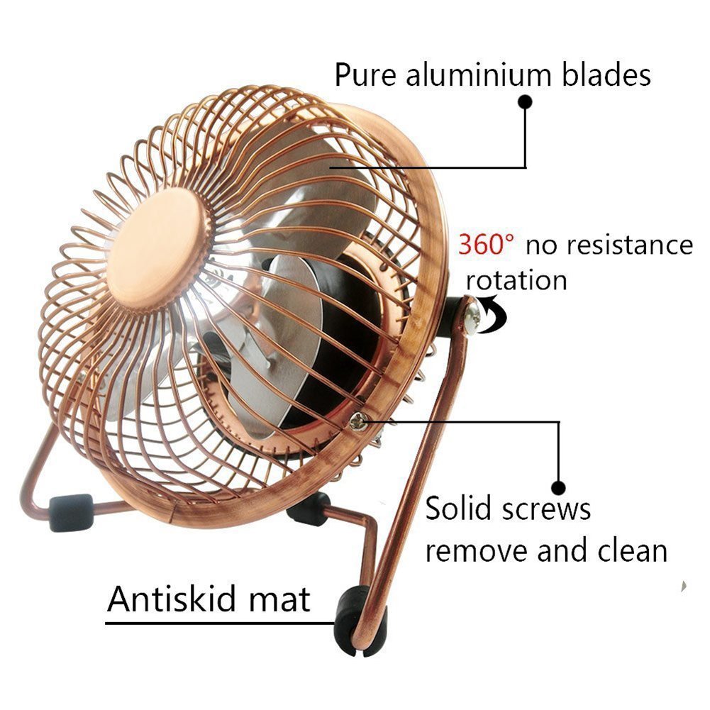 Honeyall Adjustable USB Desk Fan - Metal Archaistic Fan - Mute Personal ...