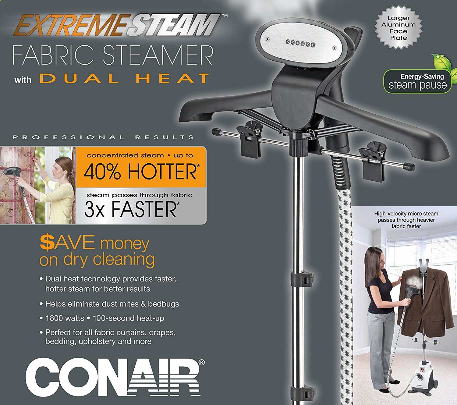 Conair ExtremeSteam Professional Upright Fabric Steamer N4 free image ...