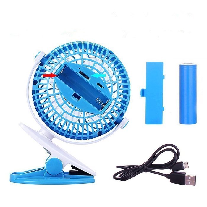 360º Rotation, Clip-on, Mini Portable Battery Fan Personal Handheld USB ...