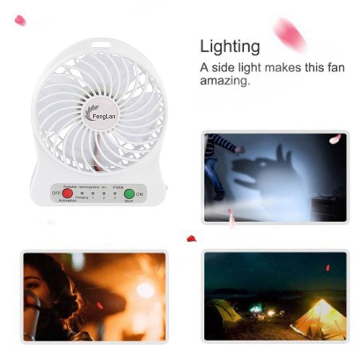 FengLan USB Portable Fan 3 Speeds Rechargeable Mini USB Fan Portable ...