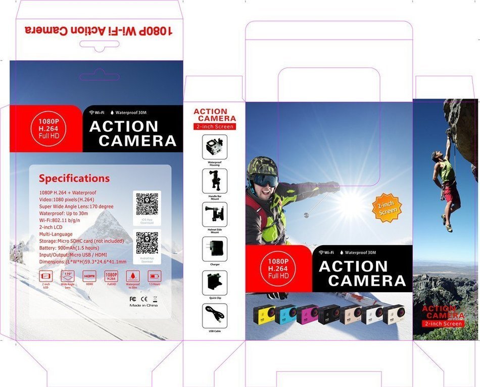 Baakyeek Action Camera W9C Wifi 2.0 TFT LCD Mini Cam Recorder Marine ...