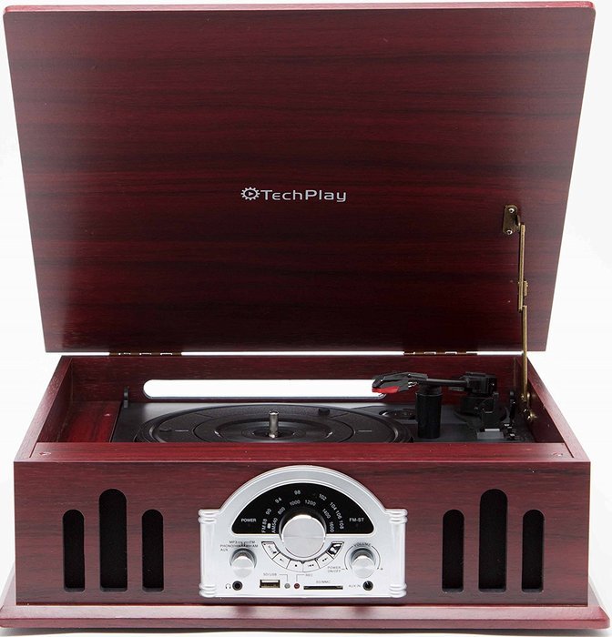 TechPlay TCP2916 WD, 3 speed turntable, AUX in, USB/SD MP3 Encoding and playback , Retro style ...