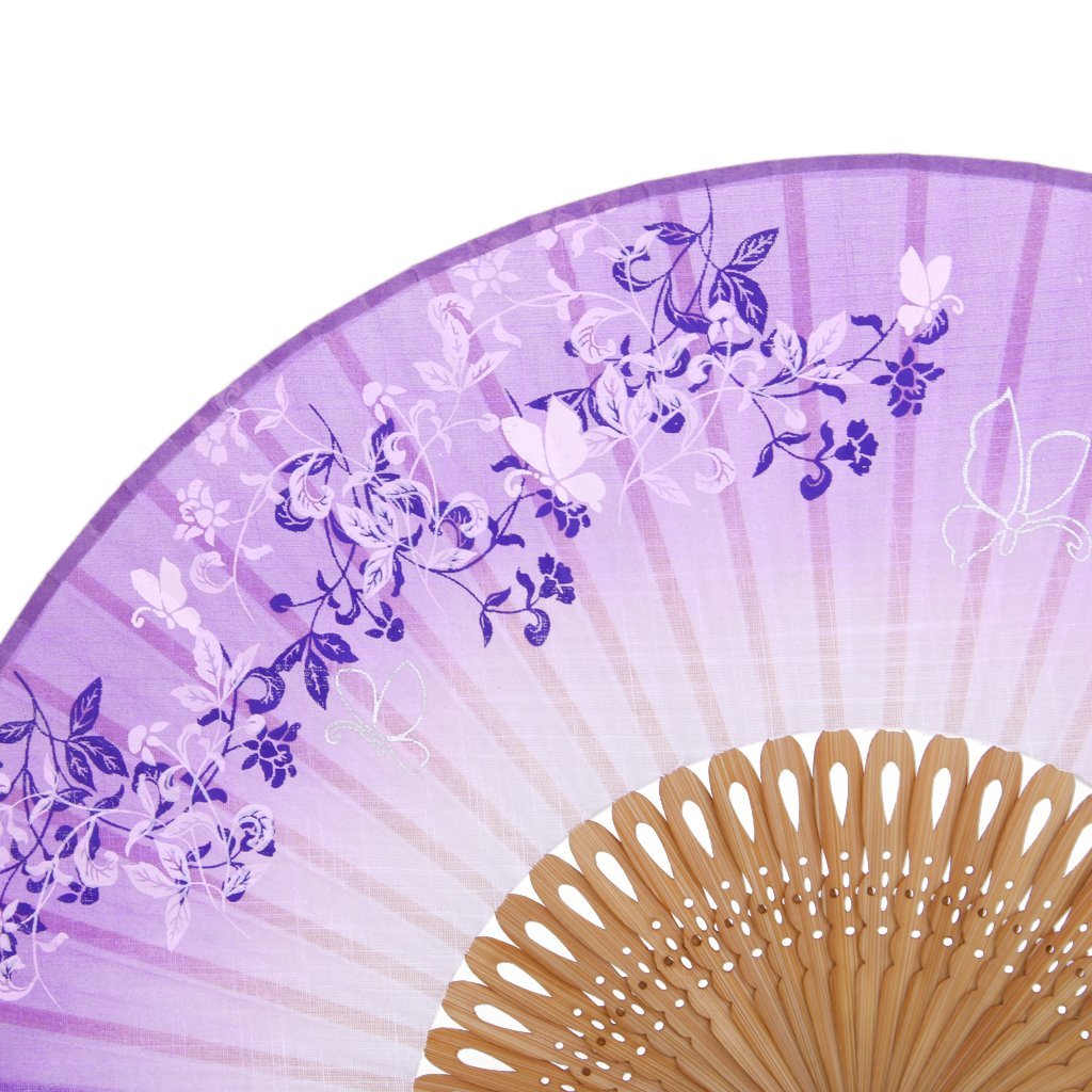 Vintage Flax Leaf Butterfly Bamboo Hand Fan Lady's Fan Pocket Fan ...