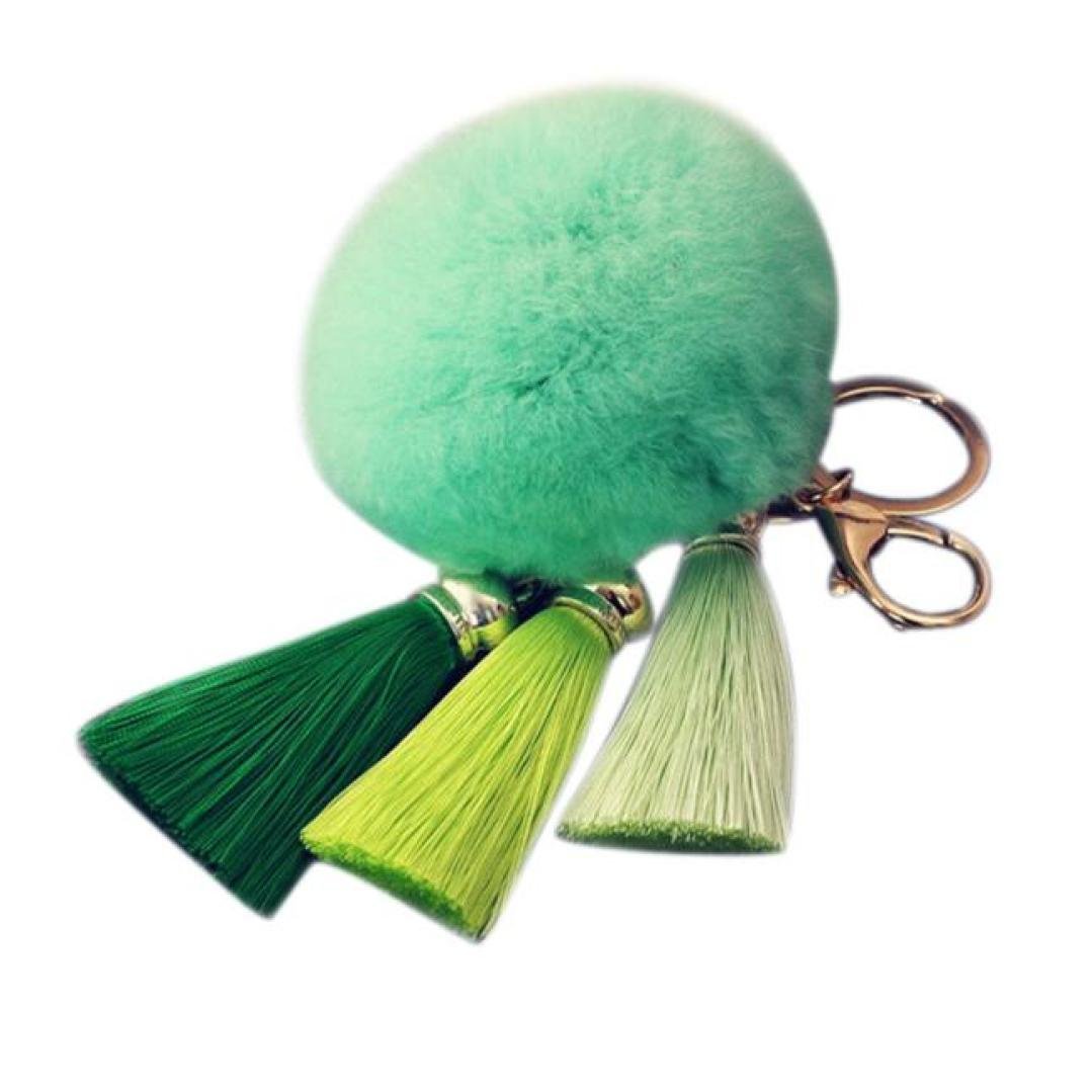 AutumnFall Rabbit Fur Ball Elephant Keychain Bag Plush Key Ring Car Key ...
