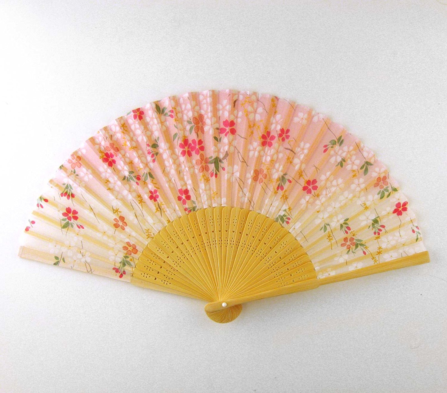 Japanese Silk Handheld Fan, Pink with Cherry Blossoms HF78 free image ...