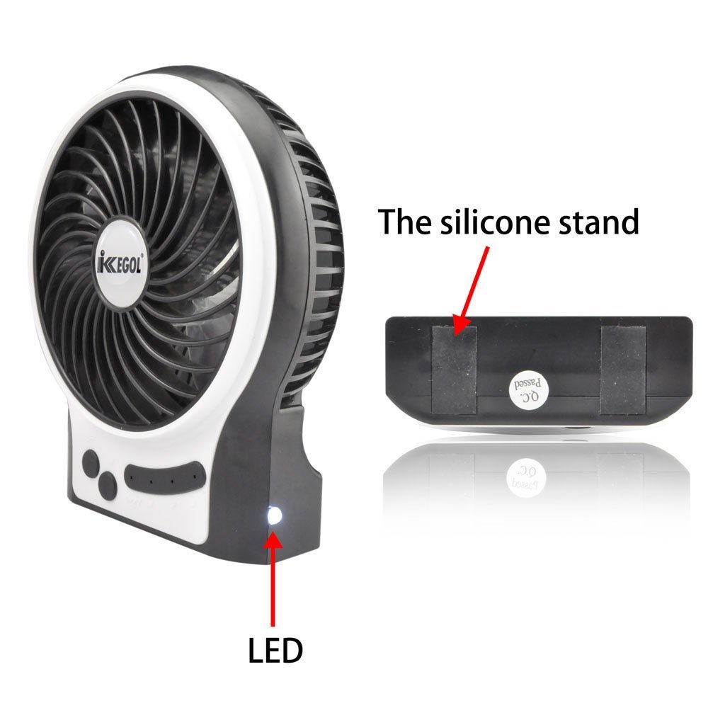 IKKEGOL Mini Portable Wireless Rechargeable Super Strong Wind Desk Fan ...