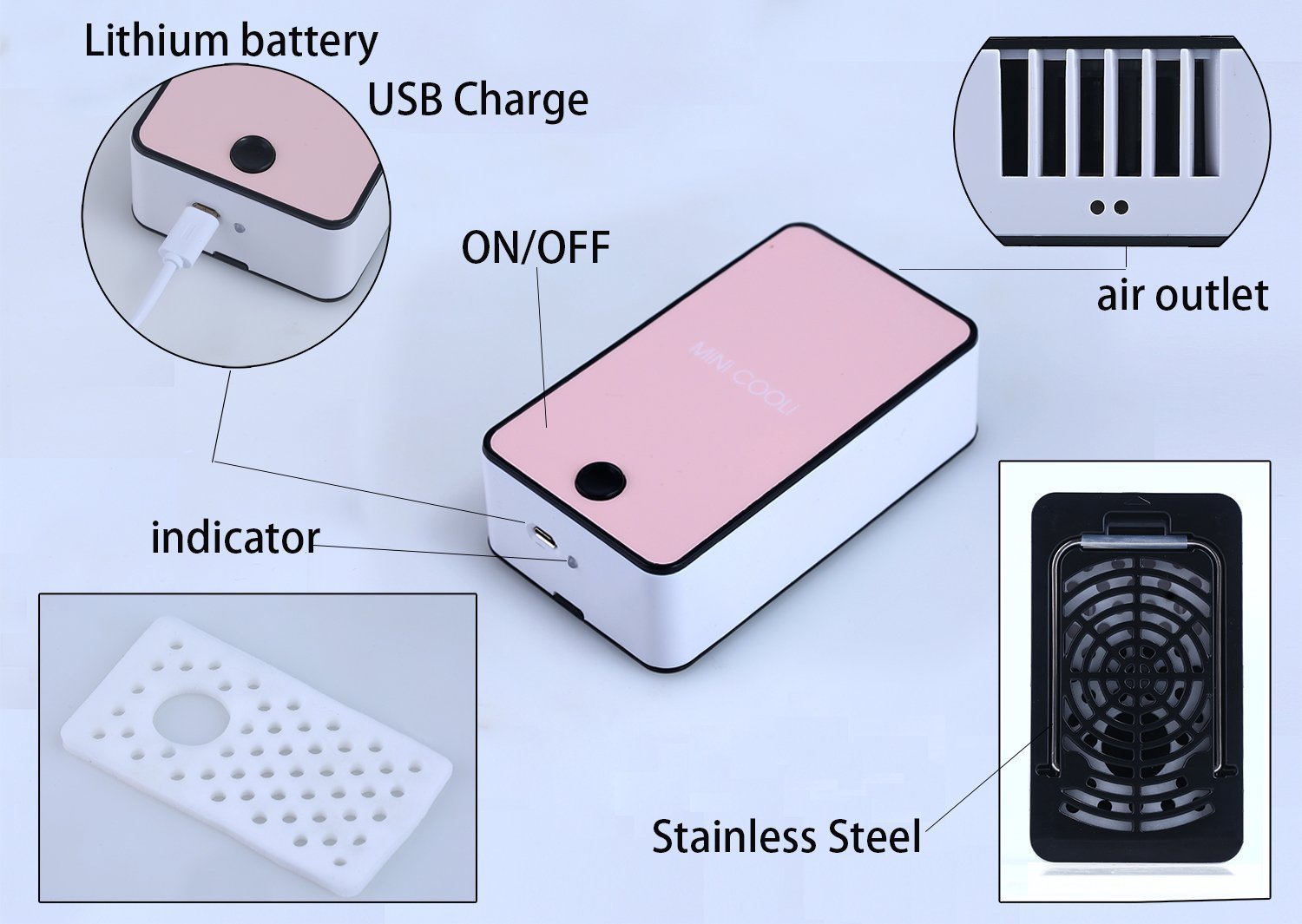 Willcome USB Powered Portable Mini Air Conditioning Fan Chargeable Hand ...